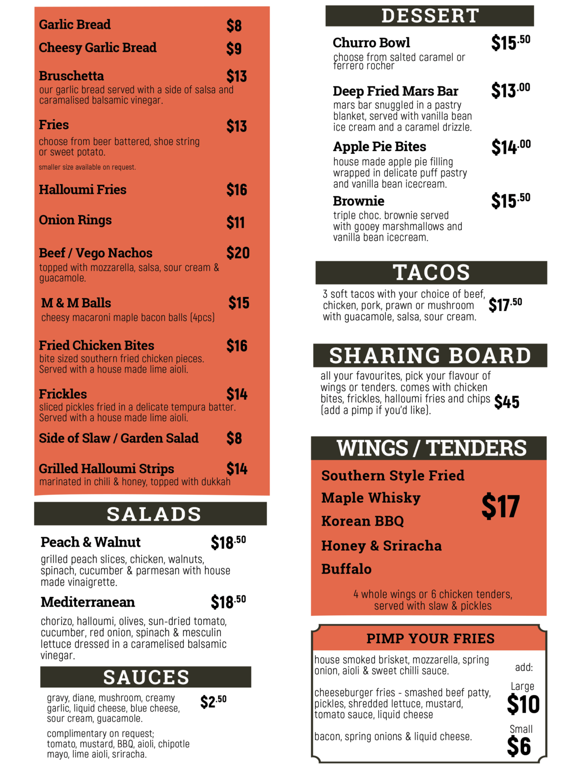 Menu – The Monkey Bar