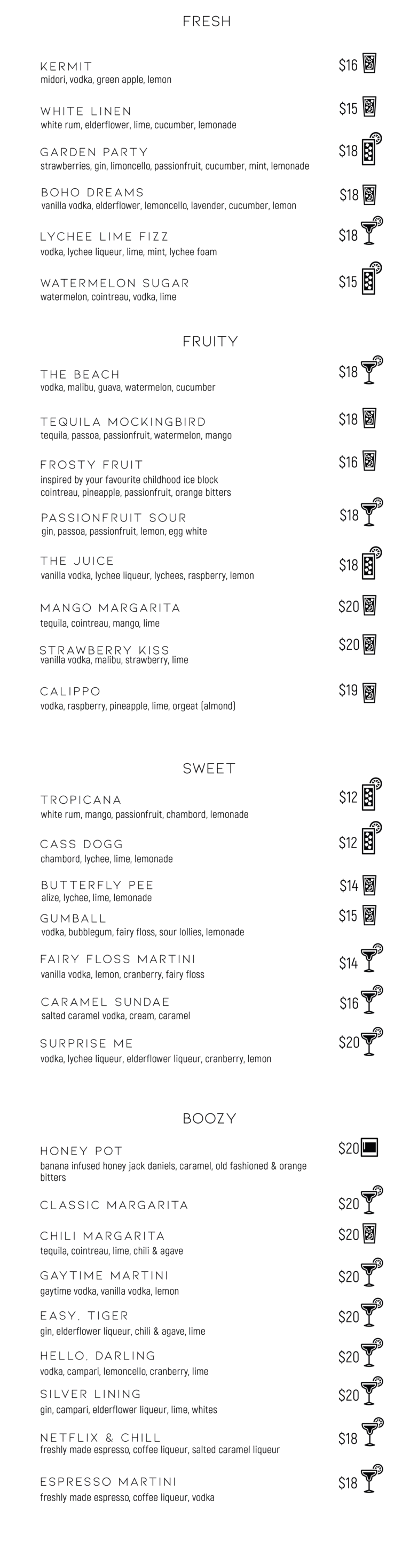 Cocktail Menu – The Monkey Bar